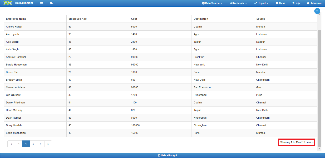 Defining Number Of Rows In A Single Page Of Tabular Report Helical Insight