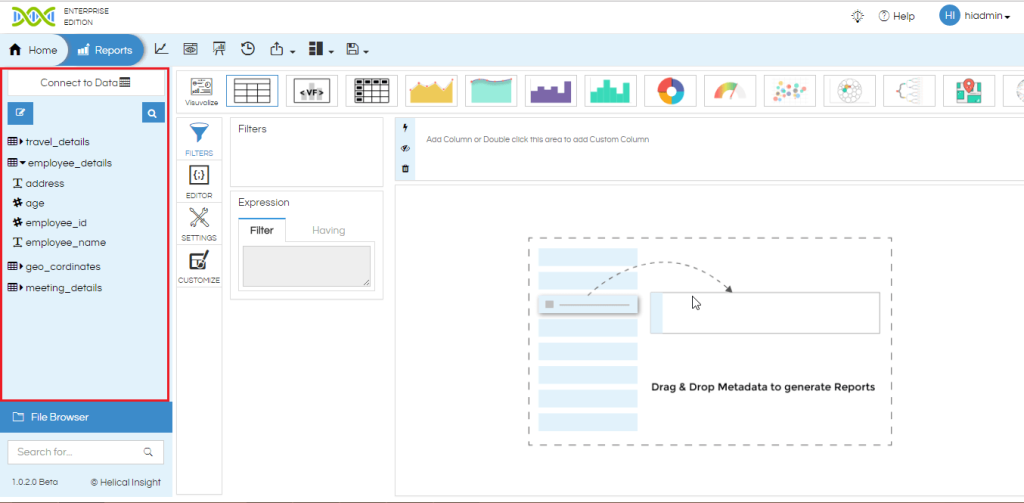 Ad-hoc Interface Overview for Creating Reports - Helical Insight