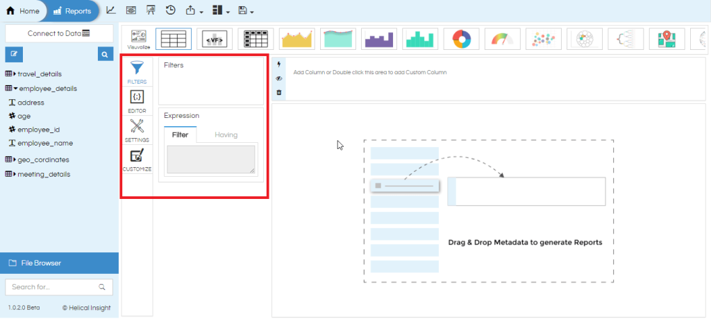 Ad-hoc Interface Overview for Creating Reports - Helical Insight